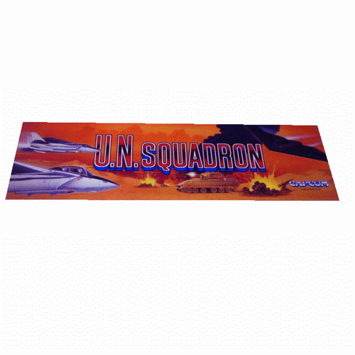 Un Squadron Logo Vintage UN Squadron Arcade Cabinet Marquee 26" X 8"